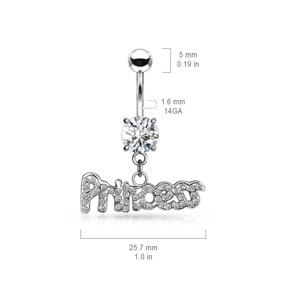 Word Princess Belly Button Ring. P R I N C E S S belly bar. – The Belly ...