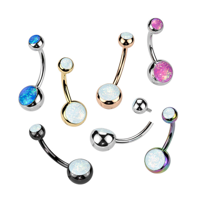 Lustrous Opal Navel Titanium Internally Threaded Belly Bars. 14g. – The ...