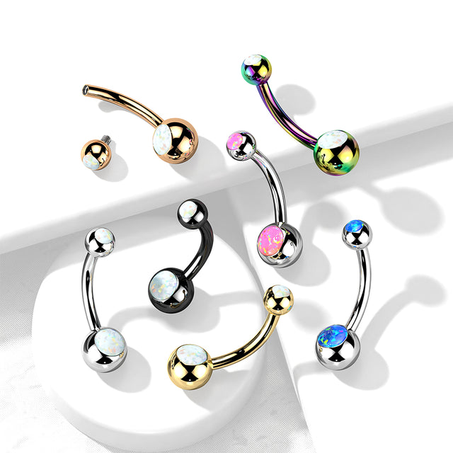 Lustrous Opal Navel Titanium Internally Threaded Belly Bars. 14g. – The ...