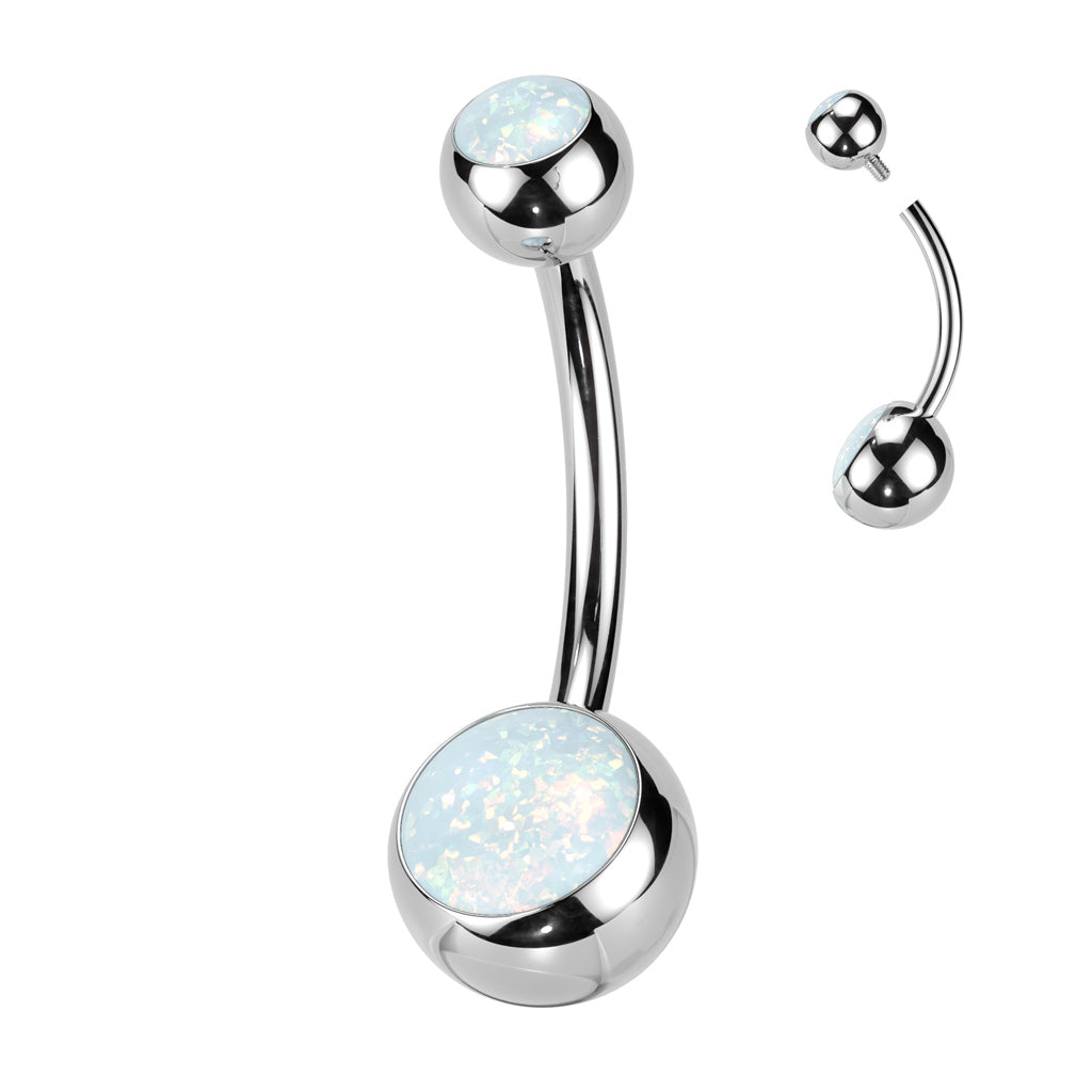 Lustrous Opal Navel Titanium Internally Threaded Belly Bars. 14g. – The ...