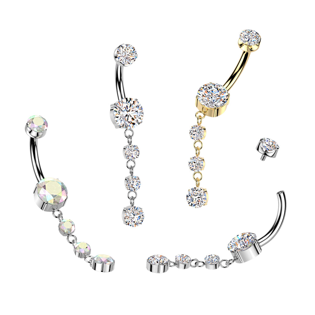 Triple Cubic Zirconia Drop Titanium Navel Ring – The Belly Ring Shop