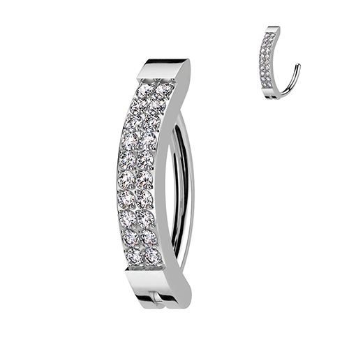 Solid Titanium Cubic Zirconia Paved Snap Lock Belly Piercing. – The ...