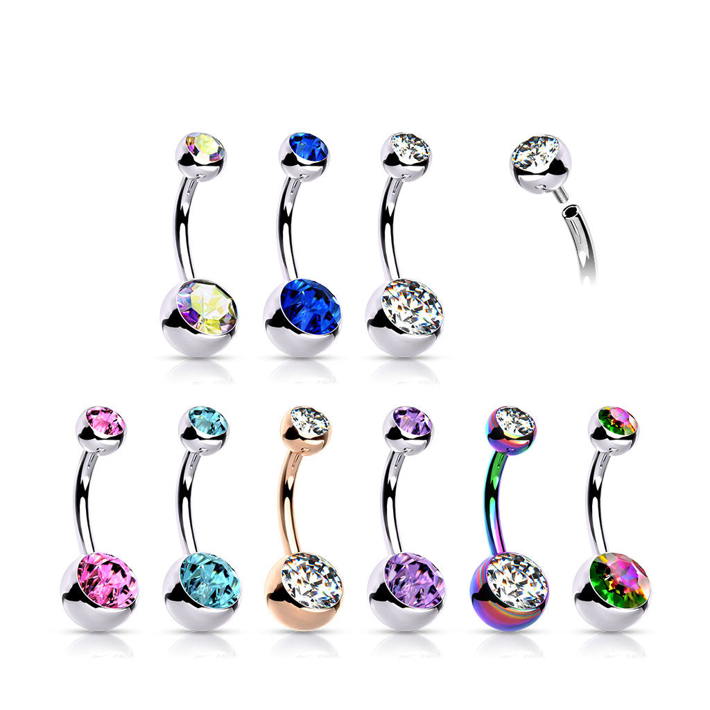 Premium Solid Titanium Belly Ring. Internally Threaded Belly Ring. 14g ...