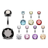 14G 316L Surgical Steel Belly Ring with Large Bottom Ball in Claw Set ...