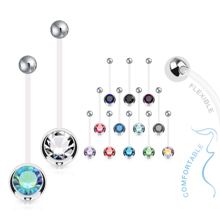 Maternity Belly Rings. Long Pregnancy Belly Bars for Navel Piercings ...