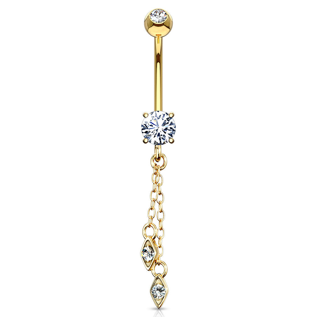 Dia Dangle 14K Yellow Gold Belly Rings. Quality Belly Rings Australia ...