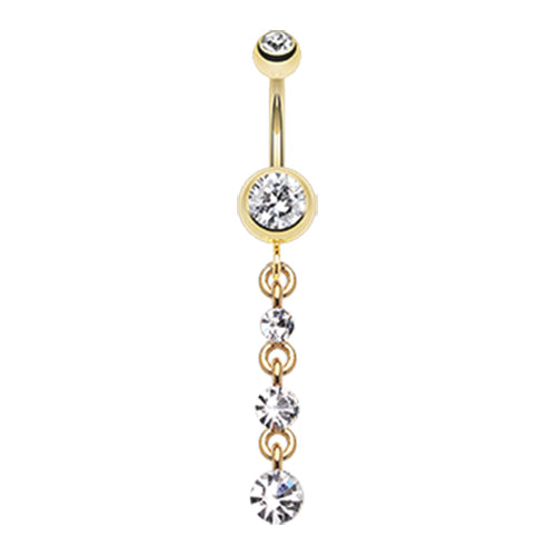 Glamorous Gold Plated Gem Journey Belly Bar Dangle in 3 Cute Colours ...