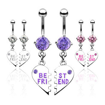 2 X Interlocking Friendship Belly Rings. Bestie Body Jewellery. – The ...