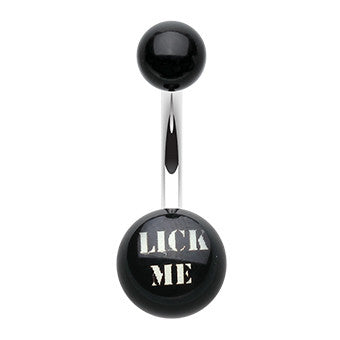 Logo and Motif Belly Bars. Funny, artistic large print belly rings ...