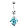 Metallic Rose Belly Button Dangle. 316L Surgical Steel Belly Jewellery ...