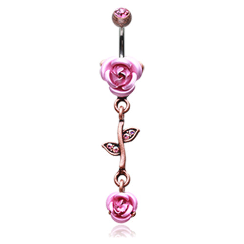Vintage Style Lavender Rose Belly Dangle. Metallic Purple Belly Bar ...