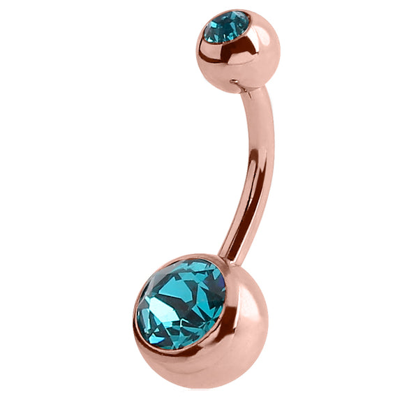 Solid 14k Rose Gold Belly Ring with Diamonds – The Belly Ring Shop