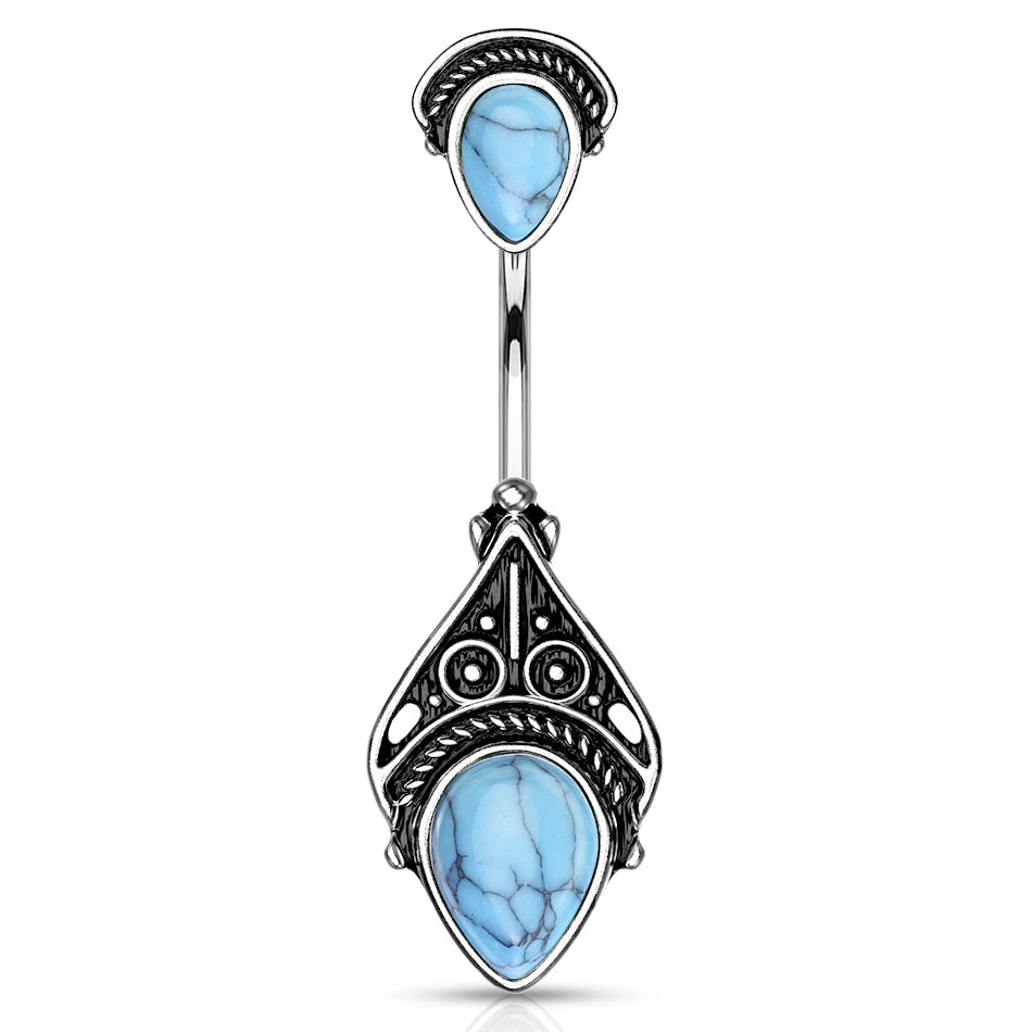 316L Stainless Steel Bohemian Style Navel Ring in Turquoise. 14g. – The ...